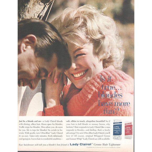 clairol | Art | 981 Lady Clairol Hair Lightener Dye Vintage Print Ad ...